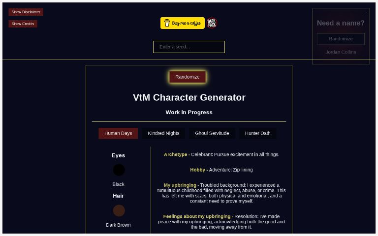 VtM Character Generator