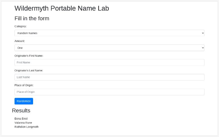 Wildermyth Portable Name Lab ― Perchance Generator