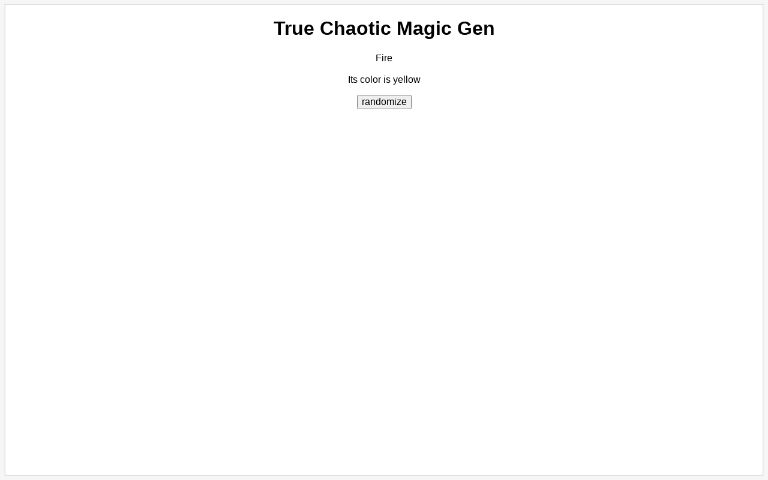 True Chaotic Magic Gen ― Perchance Generator
