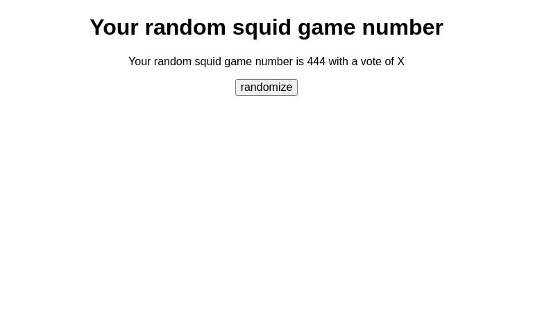Your random squid game number ― Perchance Generator