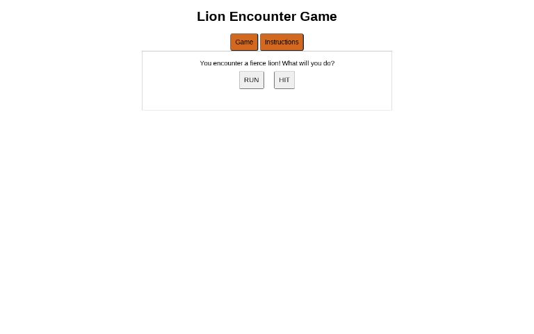 Lion Encounter Game ― Perchance Generator