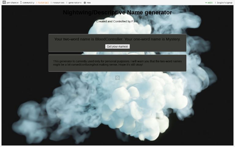 Nightwing/Descriptive Name generator