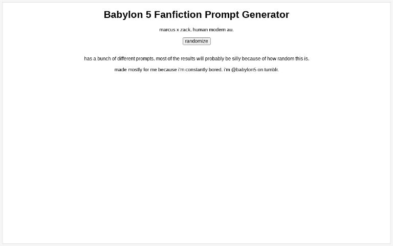 Babylon 5 Fanfiction Prompt Generator
