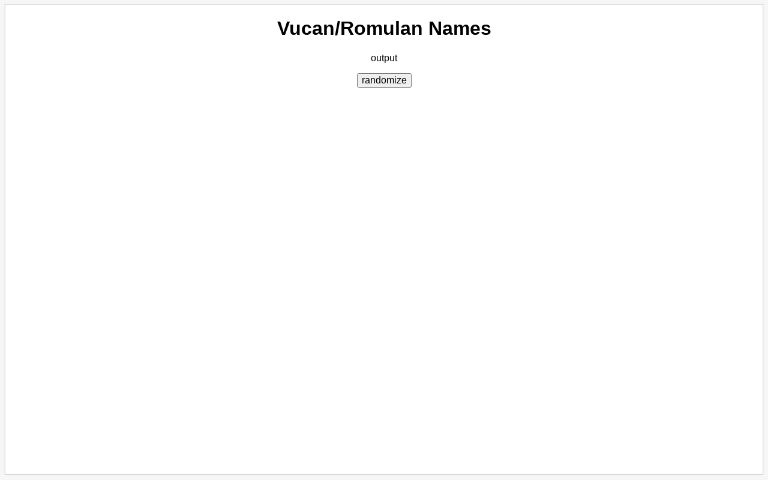 Vucan/Romulan Names ― Perchance Generator