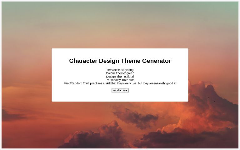 Character Design Theme Generator