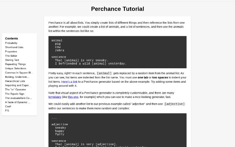 Perchance Tutorial ― Perchance Generator