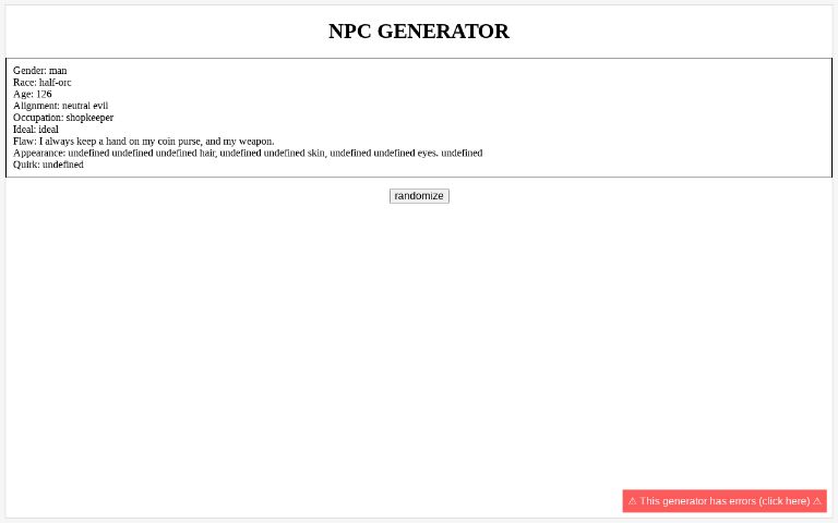 NPC GENERATOR