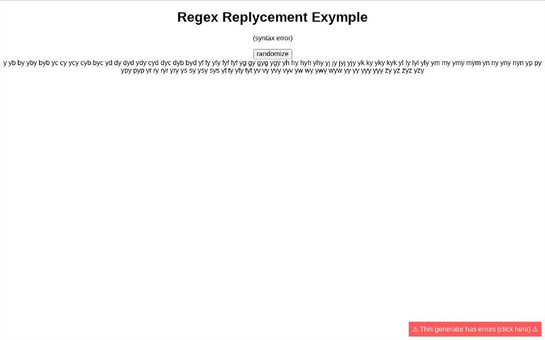 Regex Replycement Exymple ― Perchance Generator