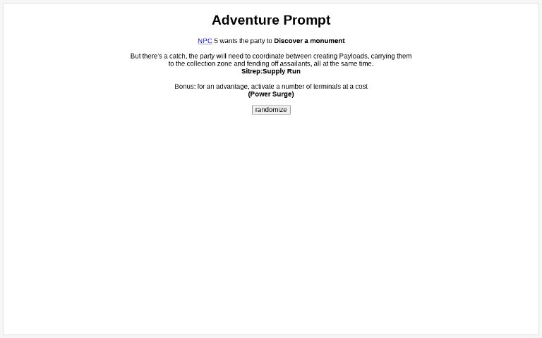 Adventure Prompt ― Perchance Generator
