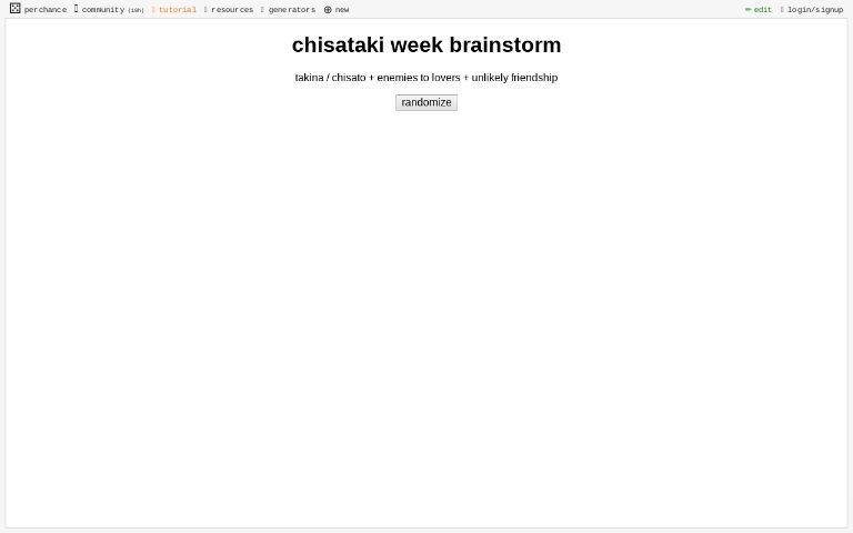 chisataki week brainstorm ― Perchance Generator