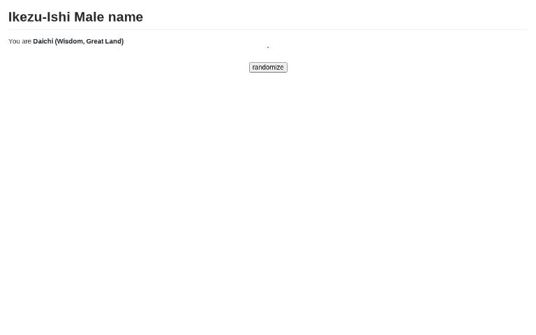 Ikezu-Ishi Male name ― Perchance Generator