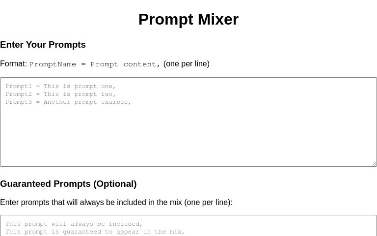 Prompt Mixer ― Perchance Generator