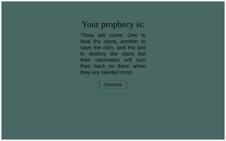 Warrior Cats Prophecy Generator