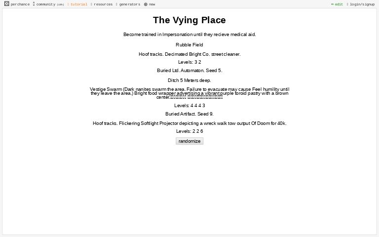 The Vying Place ― Perchance Generator