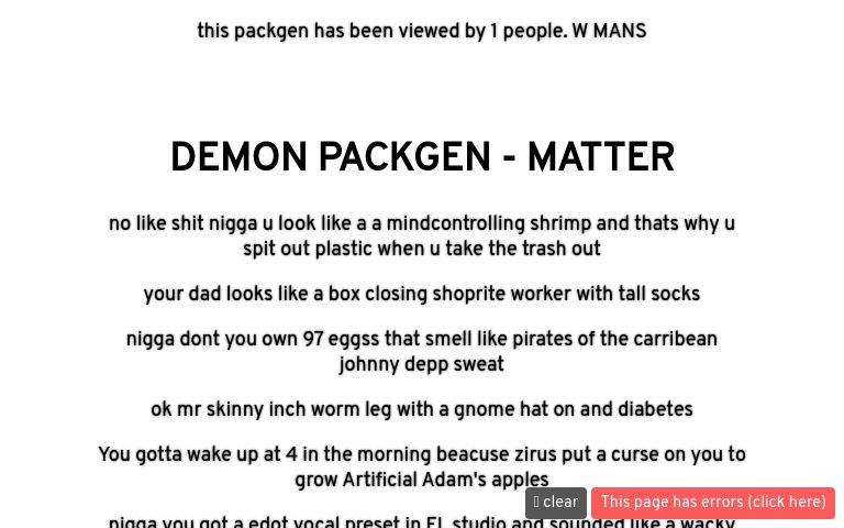 DEMON PACKGEN - MATTER ― Perchance Generator