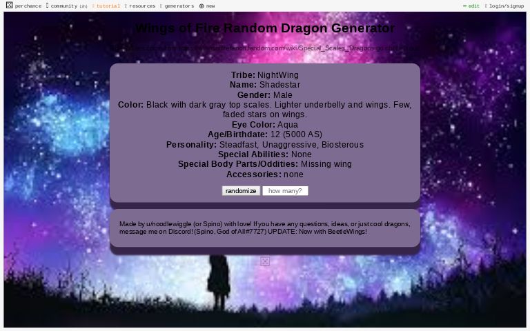 Wings of Fire Random Dragon Generator