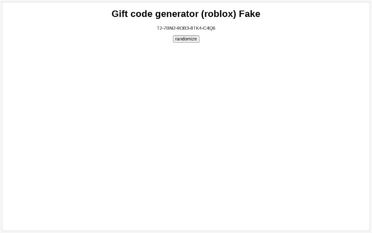 Gift code generator (roblox) Fake