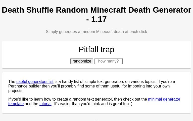 Death Shuffle Random Minecraft Death Generator - 1.17