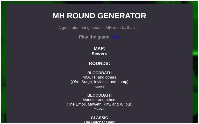 MH ROUND GENERATOR