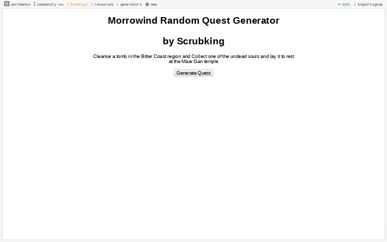 Morrowind Random Quest Generator by Scrubking