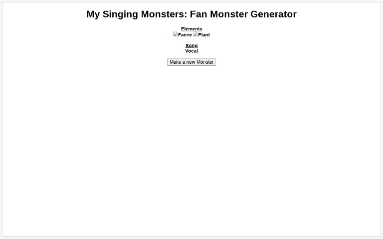 My Singing Monsters: Fan Monster Generator