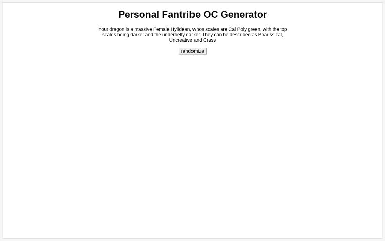 Personal Fantribe OC Generator