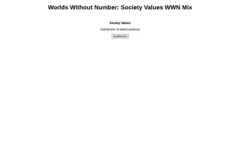 Worlds Without Number: Society Values WWN Mix ― Perchance Generator