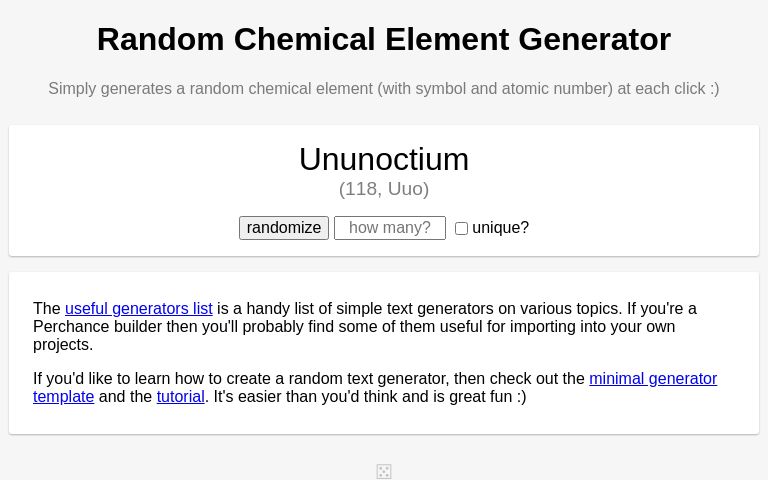 Random Chemical Element Generator