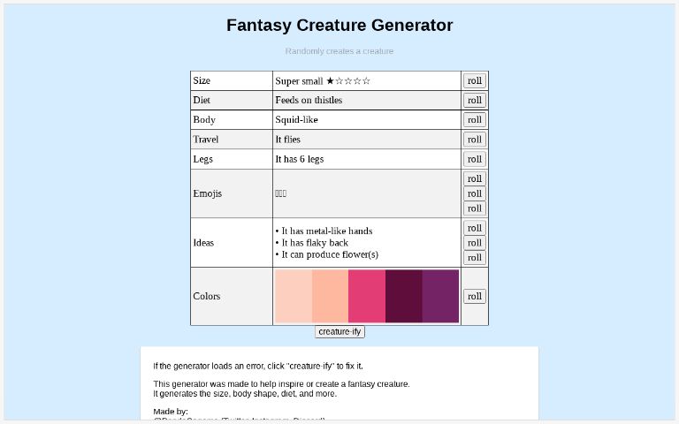 Fantasy Creature Generator