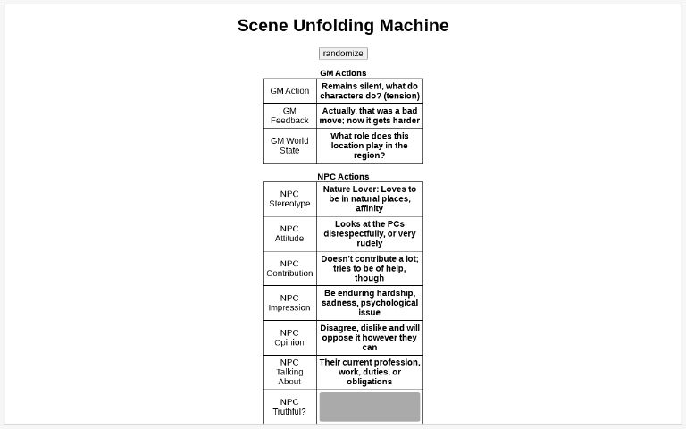 Scene Unfolding Machine ― Perchance Generator