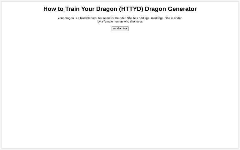 How to Train Your Dragon (HTTYD) Dragon Generator