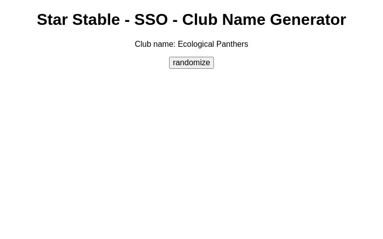 Star Stable - SSO - Club Name Generator