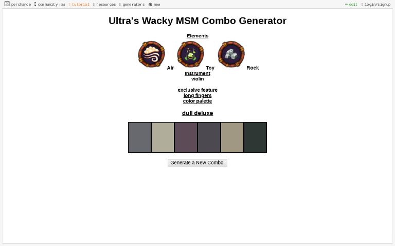 Ultra's Wacky MSM Combo Generator
