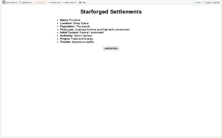 Starforged Settlements ― Perchance Generator