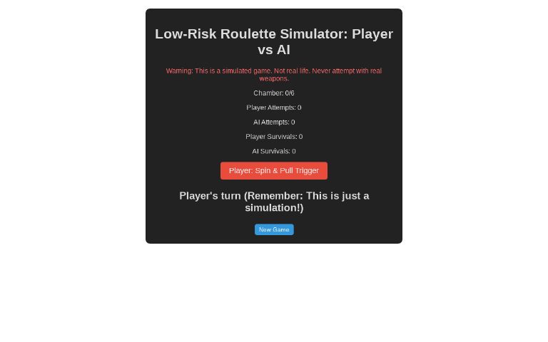 Low-Risk Roulette Simulator: Player vs AI ― Perchance Generator