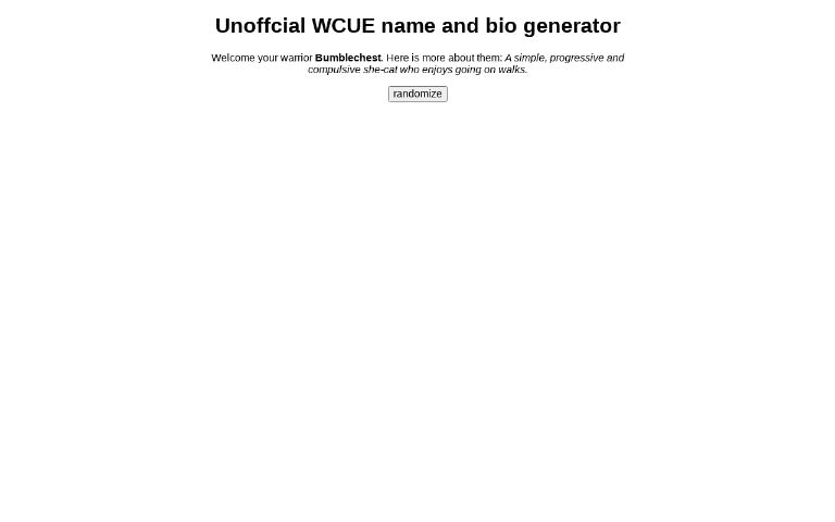 Unoffcial WCUE name and bio generator