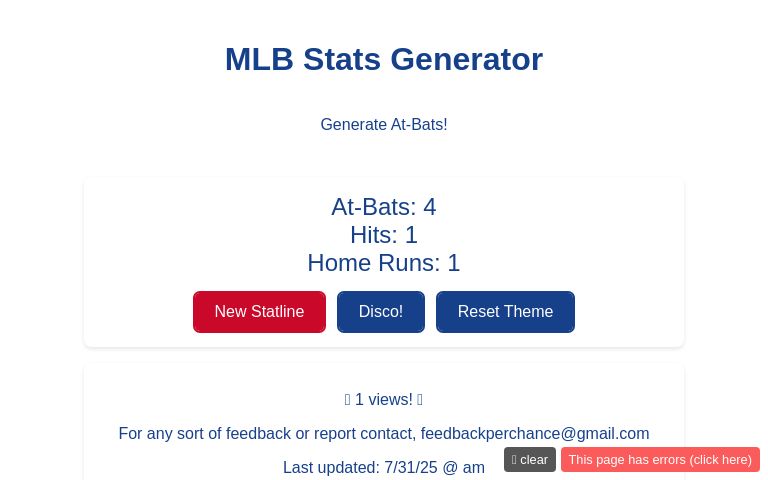 MLB Stats Generator