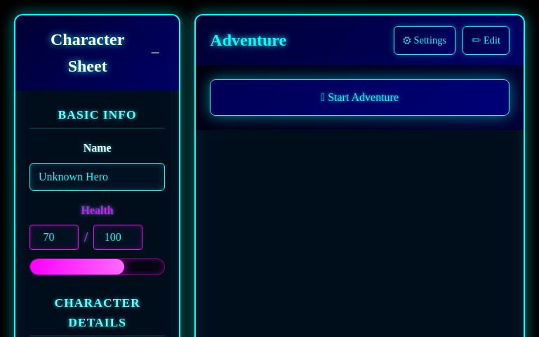 Character Sheet + ― Perchance Generator