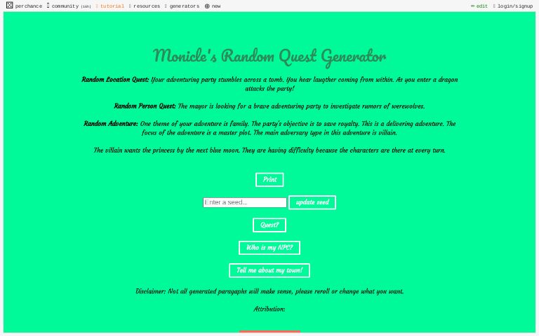 Monicle's Random Quest Generator