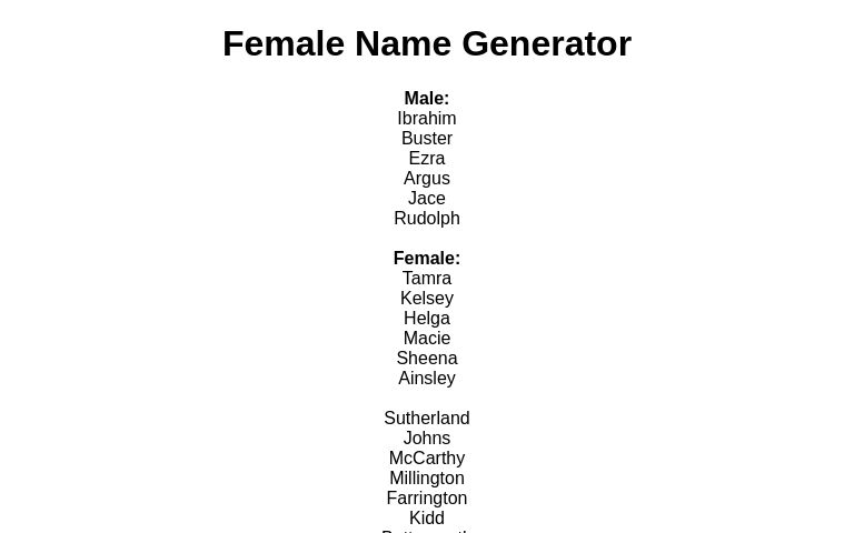 Female Name Generator