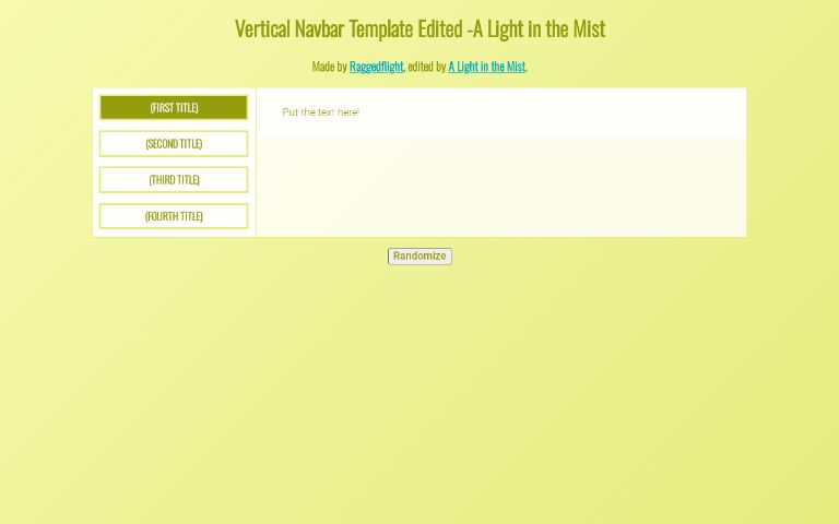 Vertical Navbar Template Edited -A Light in the Mist ― Perchance Generator