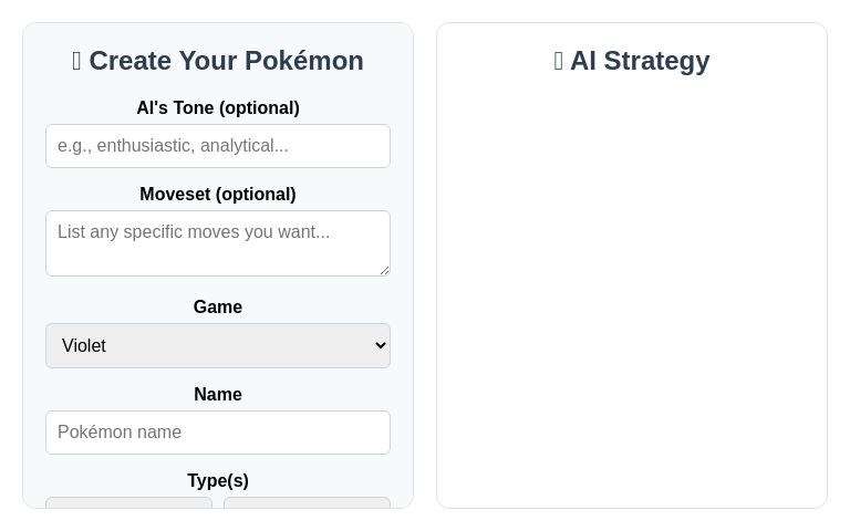 🎮 Create Your Pokémon ― Perchance Generator