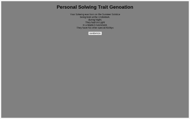Personal Solwing Trait Genoation ― Perchance Generator