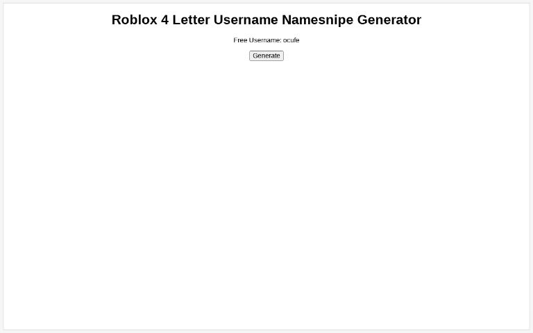 Roblox 4 Letter Username Namesnipe Generator