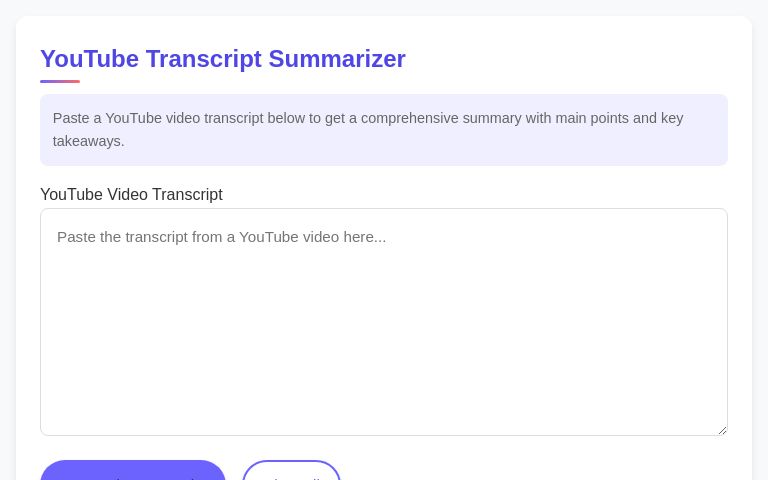 YouTube Transcript Summarizer ― Perchance Generator