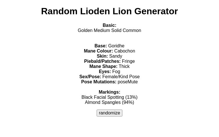 Random Lioden Lion Generator