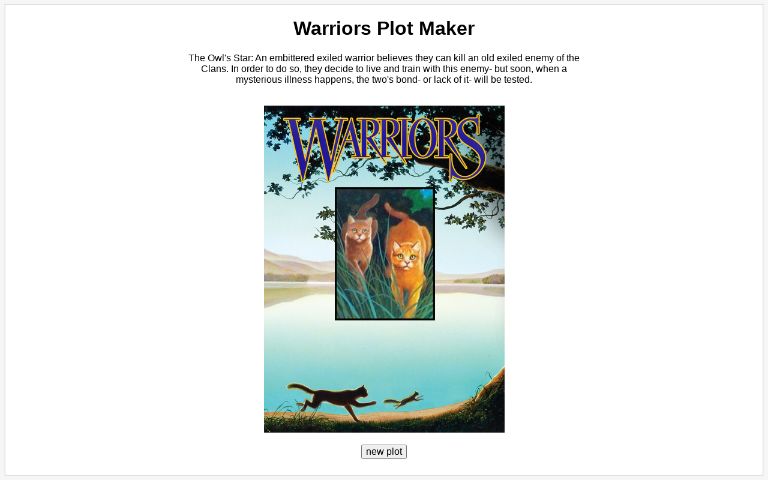 Warriors Plot Maker ― Perchance Generator