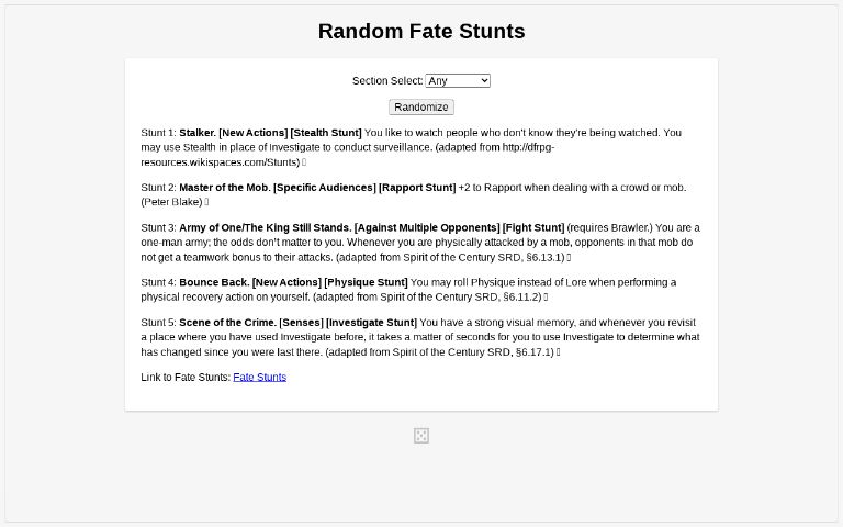 Random Fate Stunts ― Perchance Generator