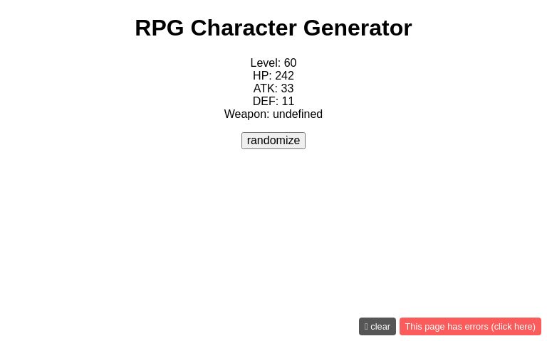 RPG Character Generator