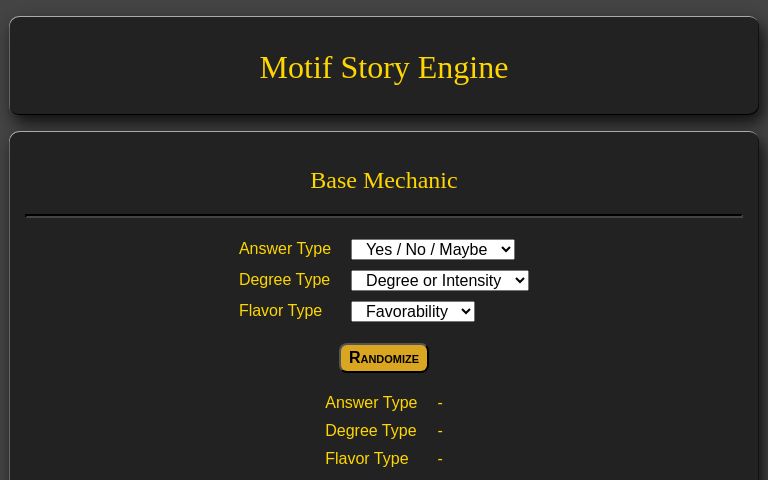 Motif Story Engine ― Perchance Generator